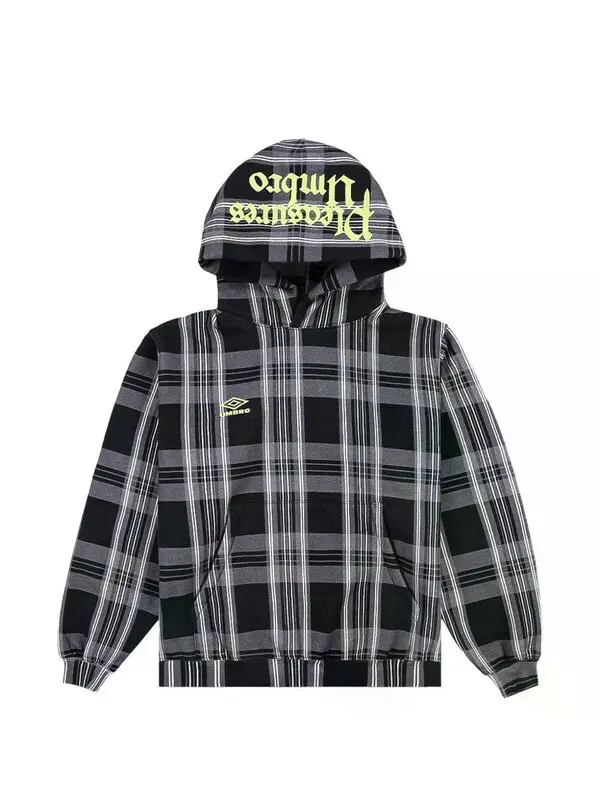 PLEASURES X Umbro Spine Plaid Hoodie - Black