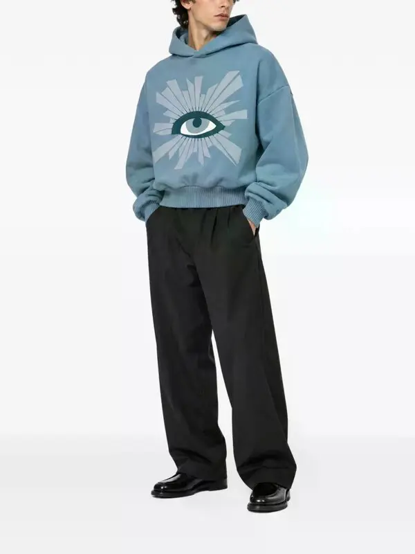 HOUSE OF ERRORS Eye-print Ribbed-trim Hoodie