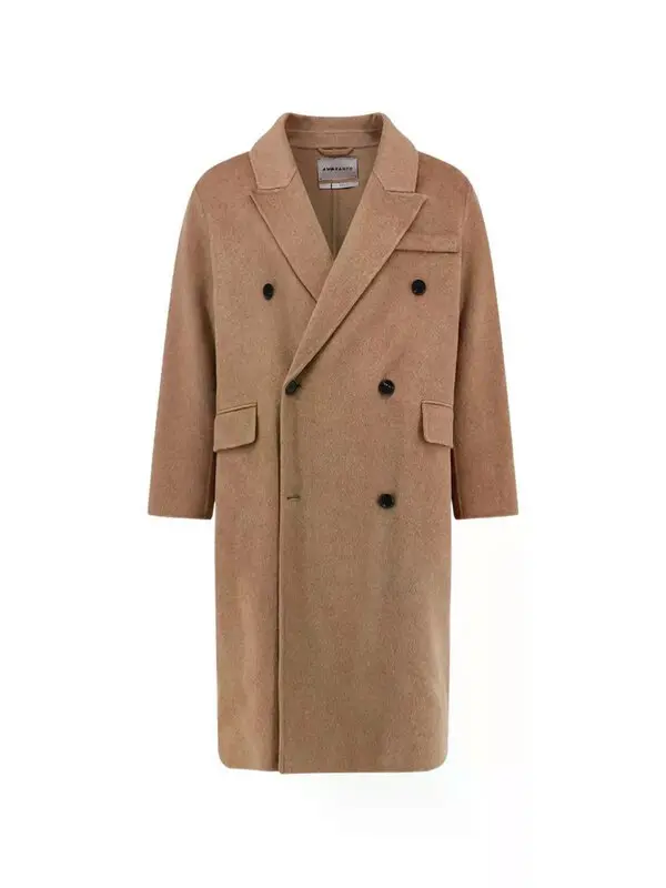 AMARANTO Double-breasted Felted Coat - Brown