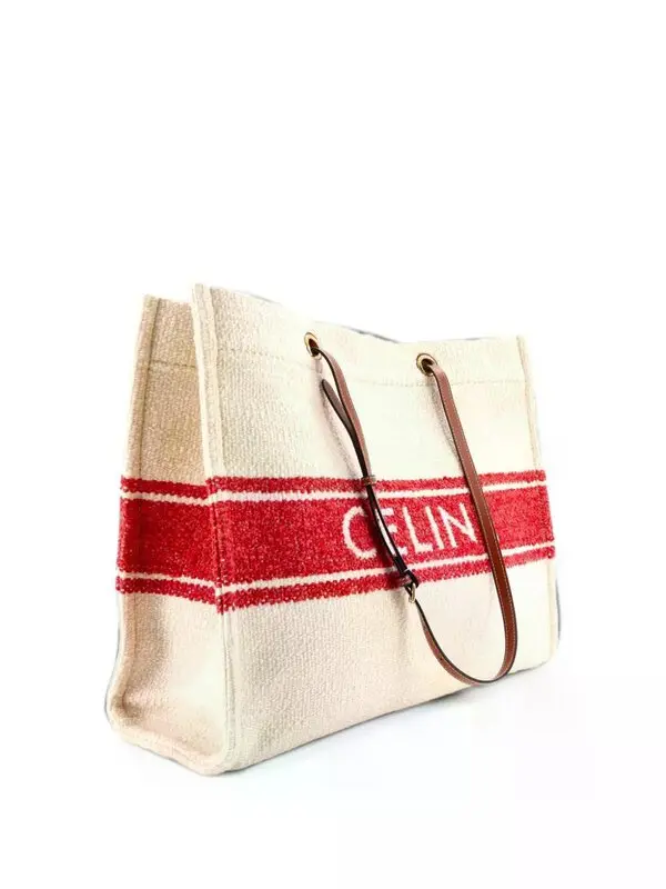 Celine Plein Soleil Squared Cabas Canvas Tote Bag - Red