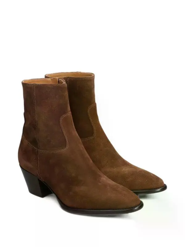 ANNA F. Suede Pointed-toe Ankle Boots