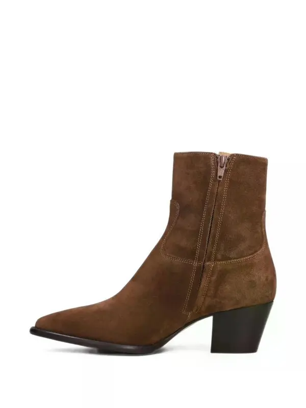 ANNA F. Suede Pointed-toe Ankle Boots
