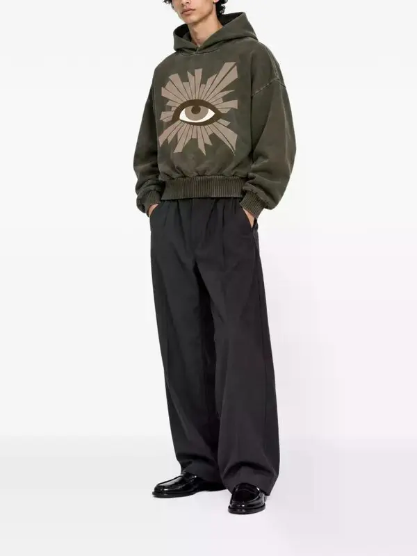 HOUSE OF ERRORS Eye-print Ribbed-trim Hoodie