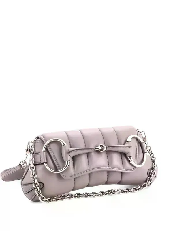 Gucci Horsebit Chain Vertical Quilted Leather Small Shoulder Bag - Grey