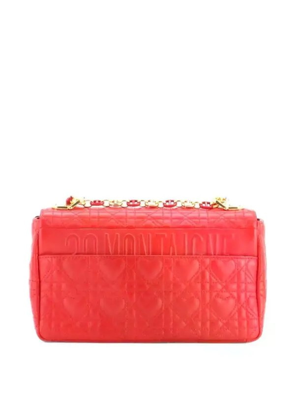 Dior Dioramour Caro Bag Heart Cannage Quilt Calfskin New Medium Shoulder Bag - Red
