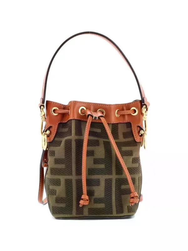 Fendi Mon Tresor Zucca Embroidered Canvas Mini Bucket Bag - Brown