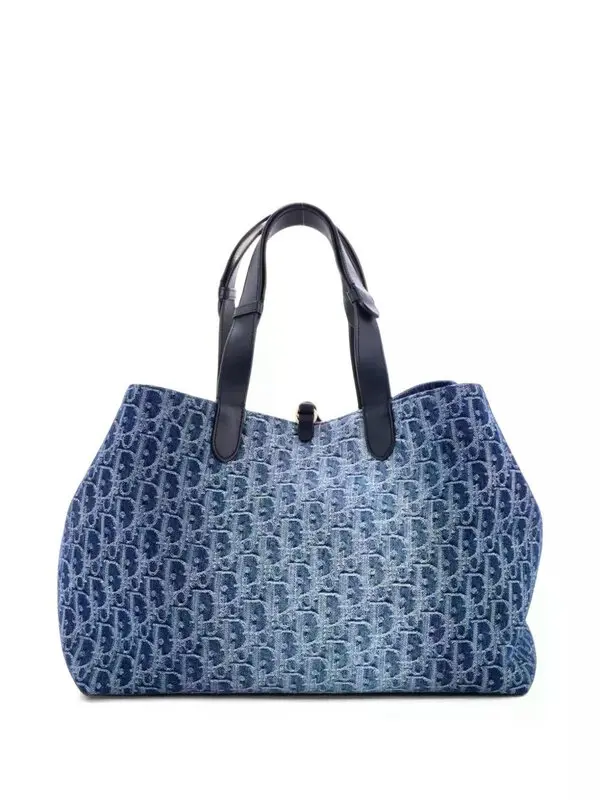Dior Toujours Oblique Denim Large Tote Bag
