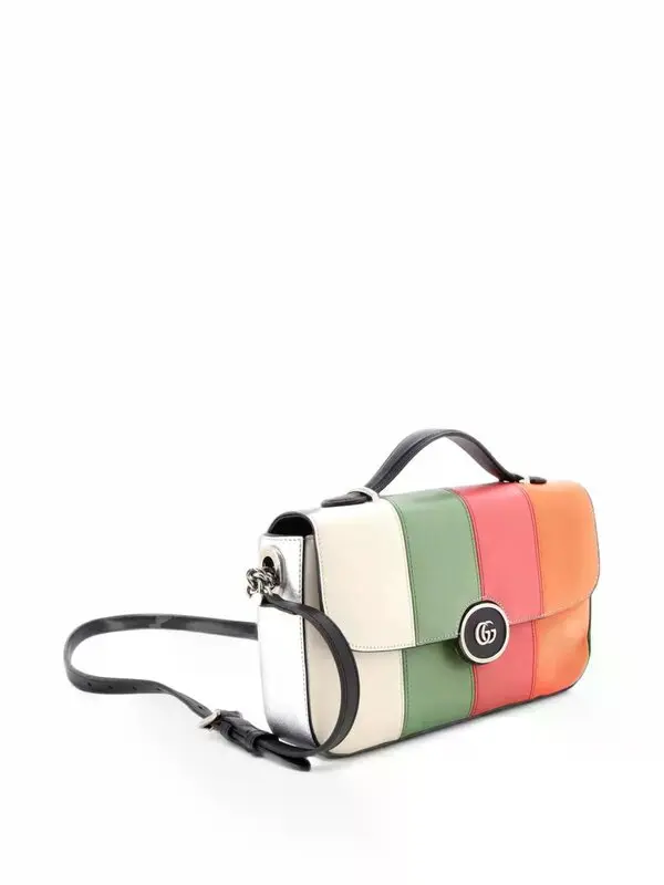 Gucci Petite Gg Flap Shoulder Bag Striped Leather Small Crossbody Bag