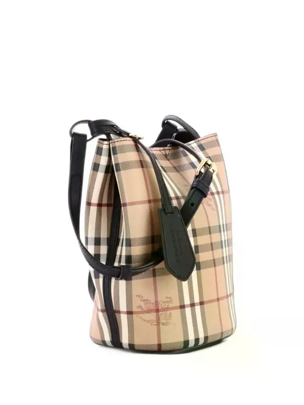Burberry Lorne Haymarket Coated Canvas Small Bucket Bag