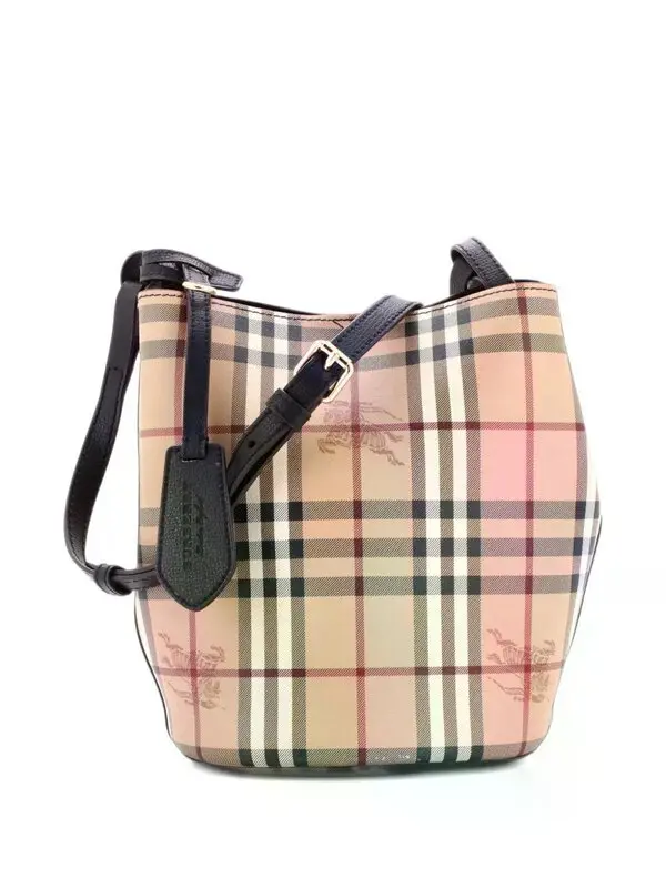 Burberry Lorne Haymarket Coated Canvas Small Bucket Bag