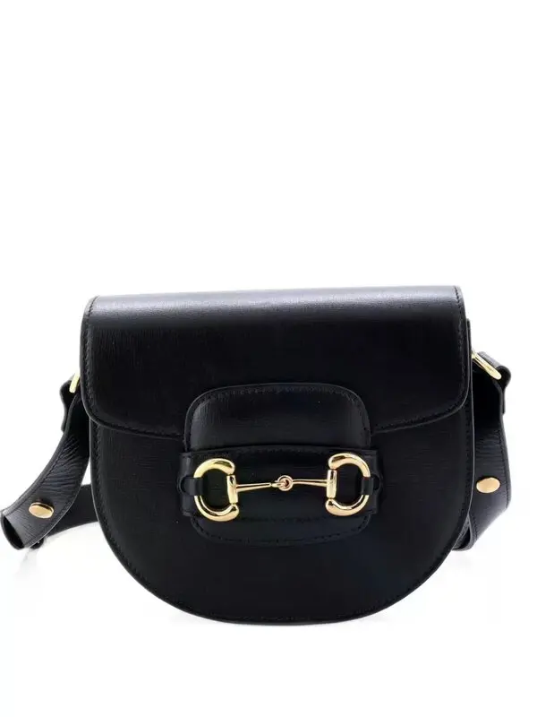 Gucci Horsebit 1955 Rounded Shoulder Bag Leather Mini Crossbody Bag - Black
