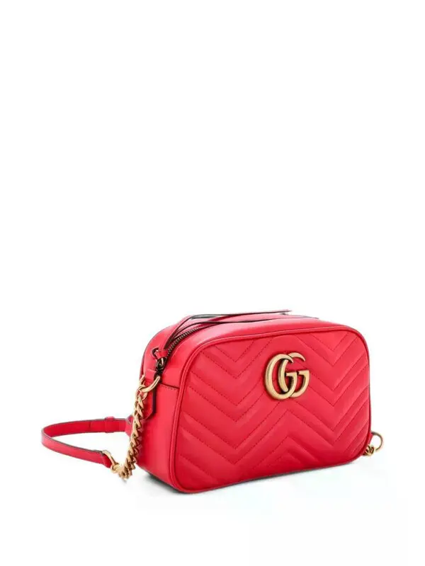 Gucci Gg Marmont Shoulder Bag Matelasse Leather Small Crossbody Bag - Red