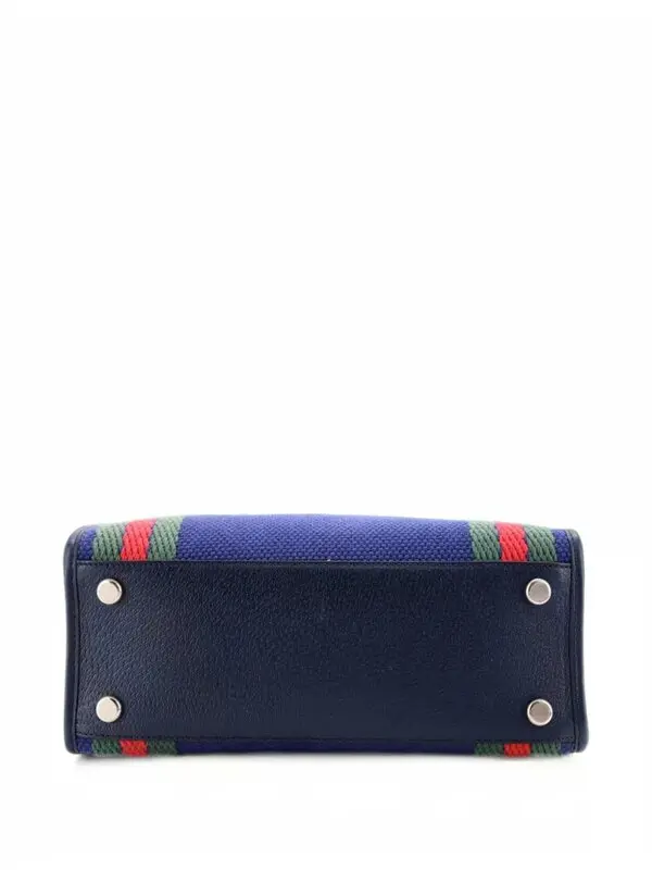 Gucci Interlocking G Web Embroidered Canvas Medium Tote Bag - Blue