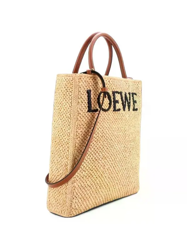 Loewe A4 Raffia And Leather North South Tote Bag