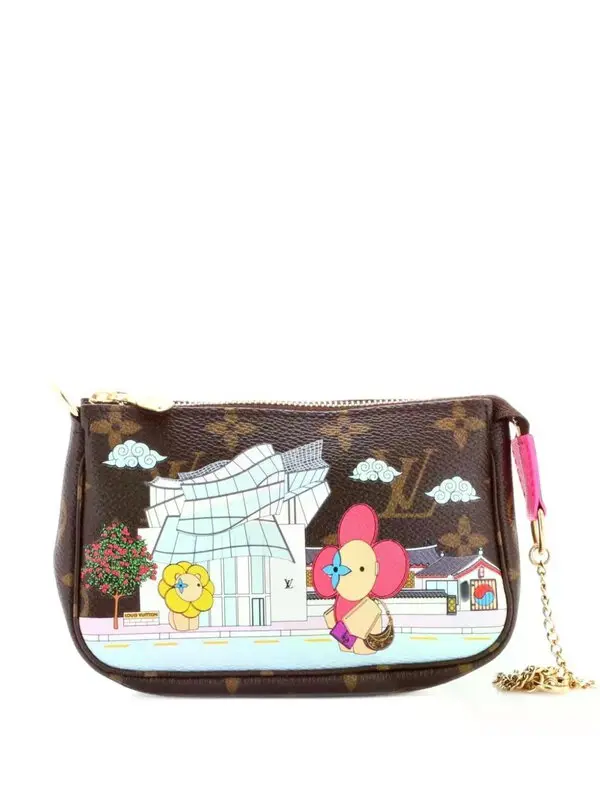 LOUIS VUITTON Pochette Accessoires Limited Edition Vivienne Xmas Monogram Canvas Mini Clutch Bag - Brown