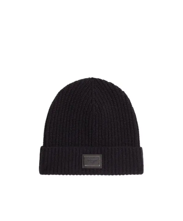 Dolce & Gabbana Dolce Gabbana Logo Patch Ribbed Beanie Hat