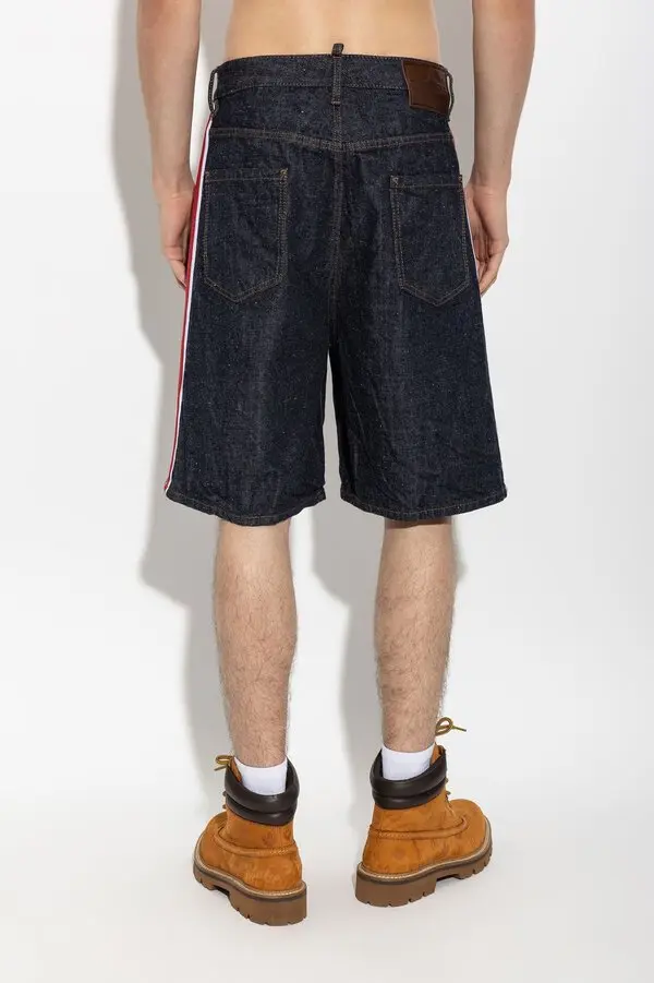 Dsquared2 Side Stripe Straight Denim Shorts