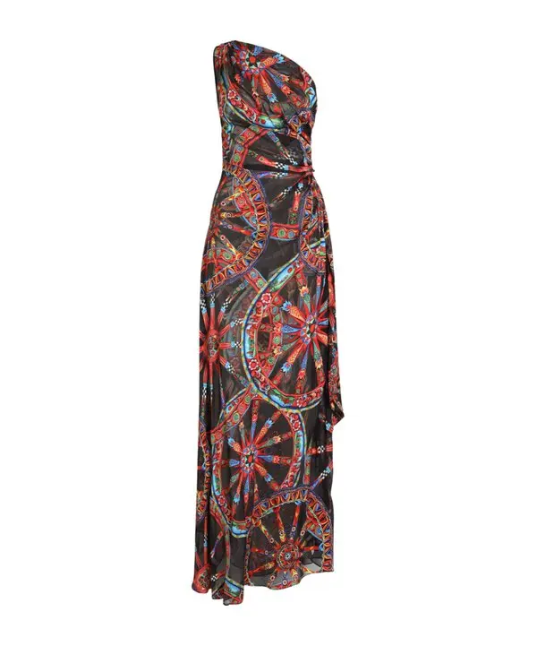 Dolce & Gabbana Carretto-print One-shoulder Twill Dress - Multicolour