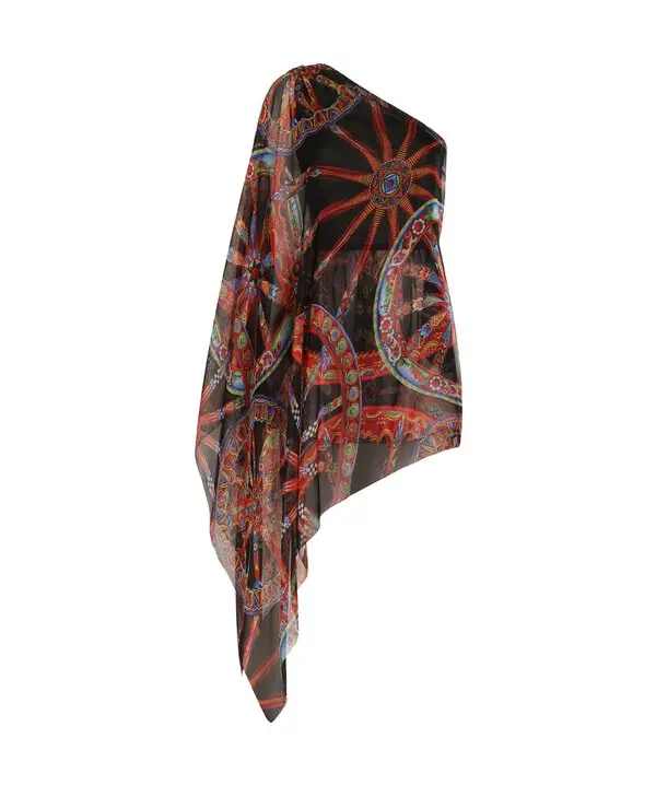 Dolce & Gabbana One-shoulder Carretto-print Chiffon Dress - Multicolor