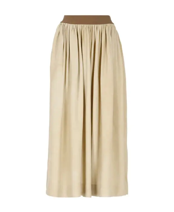 UMA WANG Abstract-printed Flared Midi Skirt - Nude