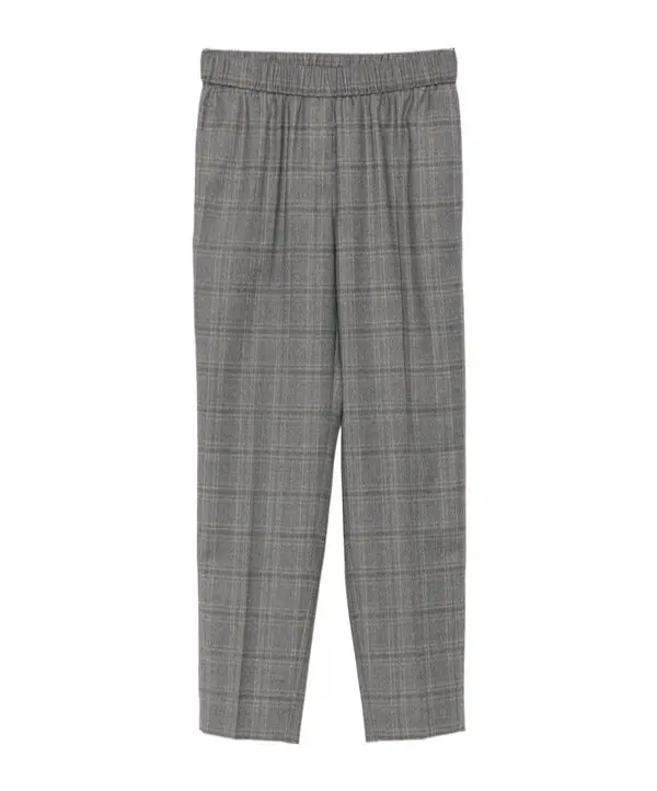 Peserico Check Elasticated-waist Trousers - Grey