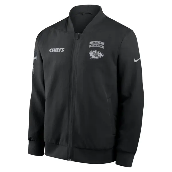 Nike Kansas City Chiefs Salute To Service Sideline Nfl Full-zip Bomber Jacket - Black