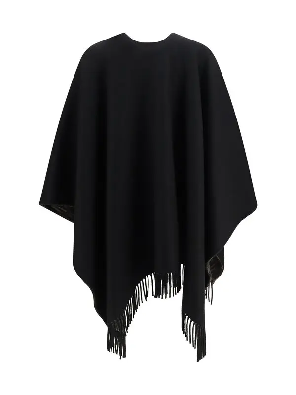 Fendi Ff Zucca Wool And Cashmere Poncho - Black