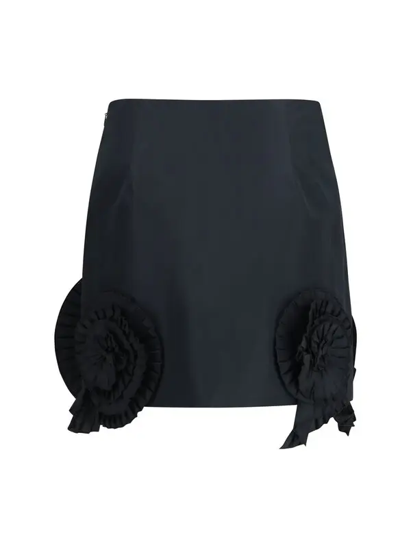 Blumarine Crepe Mini Skirt With Floral Appliqu