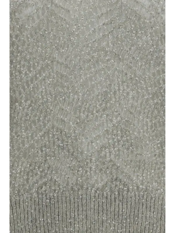 Brunello Cucinelli Openwork Sequined Crewneck Sweater