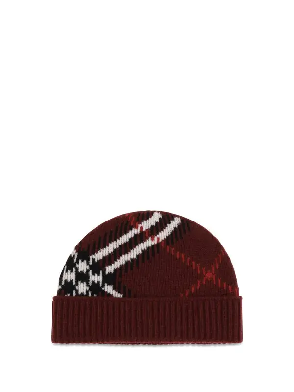 Burberry Cashmere Check Beanie - Multicolor