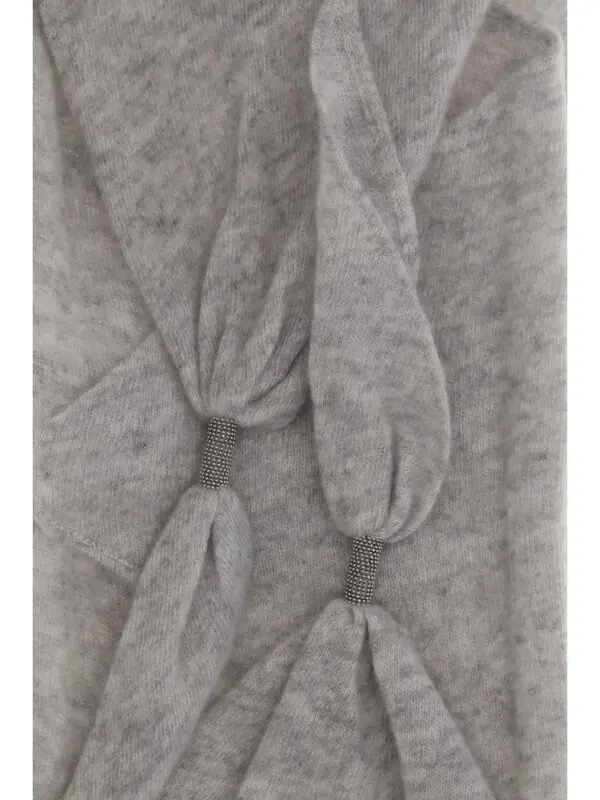 Brunello Cucinelli Cashmere Scarf With Monile Details - Gray
