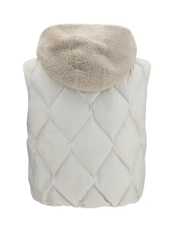 Brunello Cucinelli Padded Vest With Shearling Hood