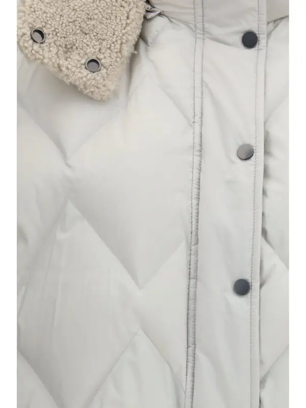 Brunello Cucinelli Padded Vest With Shearling Hood