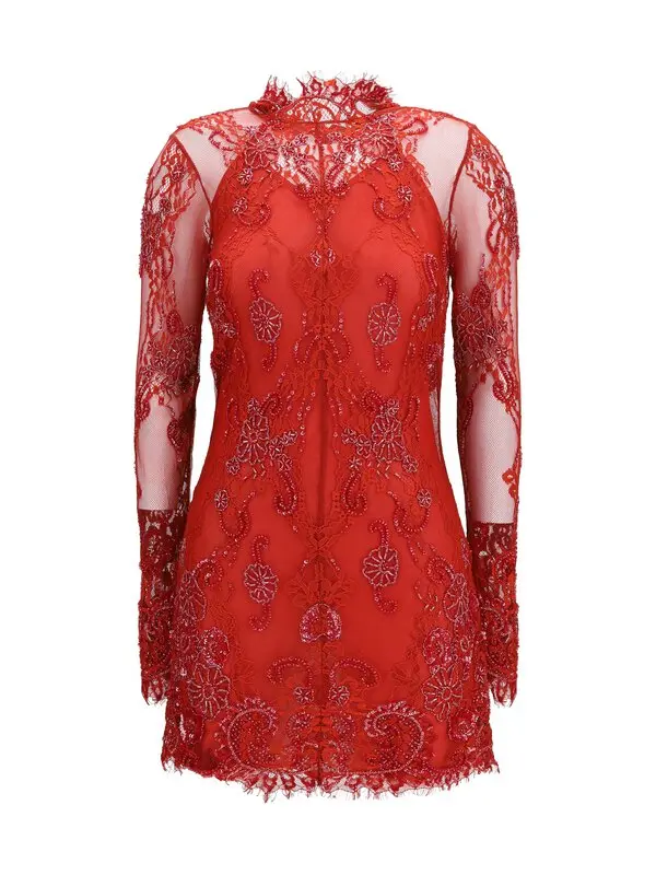 Blumarine Embroidered Lace Mini Dress