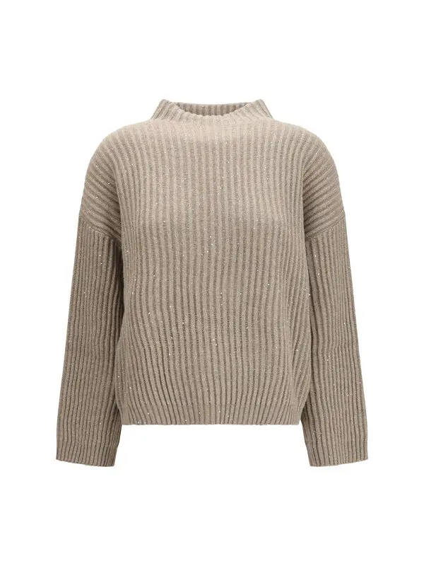 Brunello Cucinelli Cashmere And Wool Turtleneck Sweater - Cream