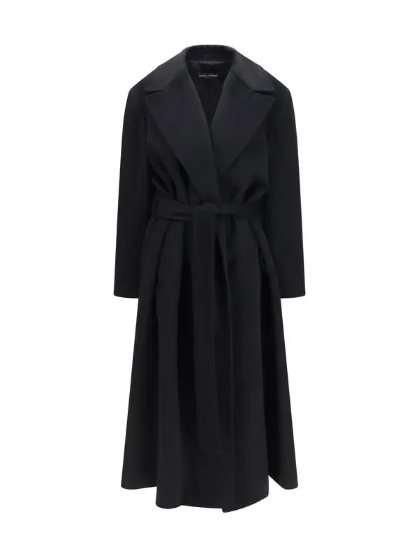 Dolce & Gabbana Long Virgin Wool Coat - Black