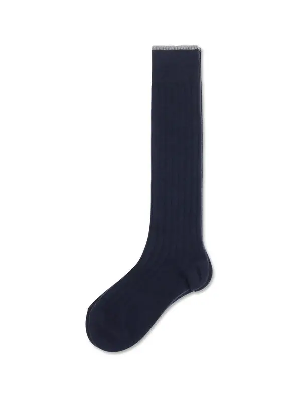Brunello Cucinelli Ribbed Cashmere Socks - Blue