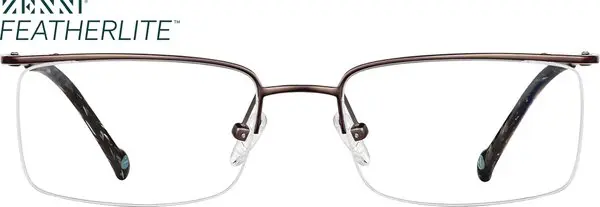 Zenni Rectangle Glasses Titanium Frame - Brown
