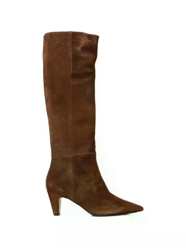 ANNA F. Suede Pointed-toe Knee-high Boots