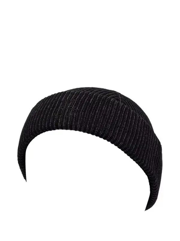 Marc O'polo Logo-embroidered Ribbed-knit Beanie Hat - Black