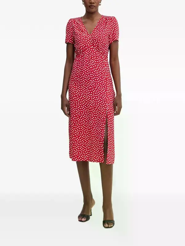 MORGAN Polka-dot V-neck Midi Dress - Red