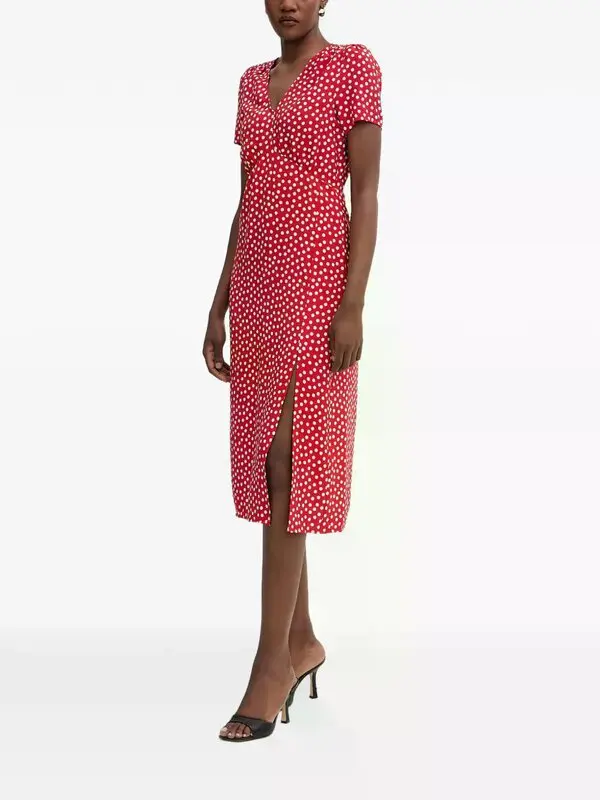MORGAN Polka-dot V-neck Midi Dress - Red