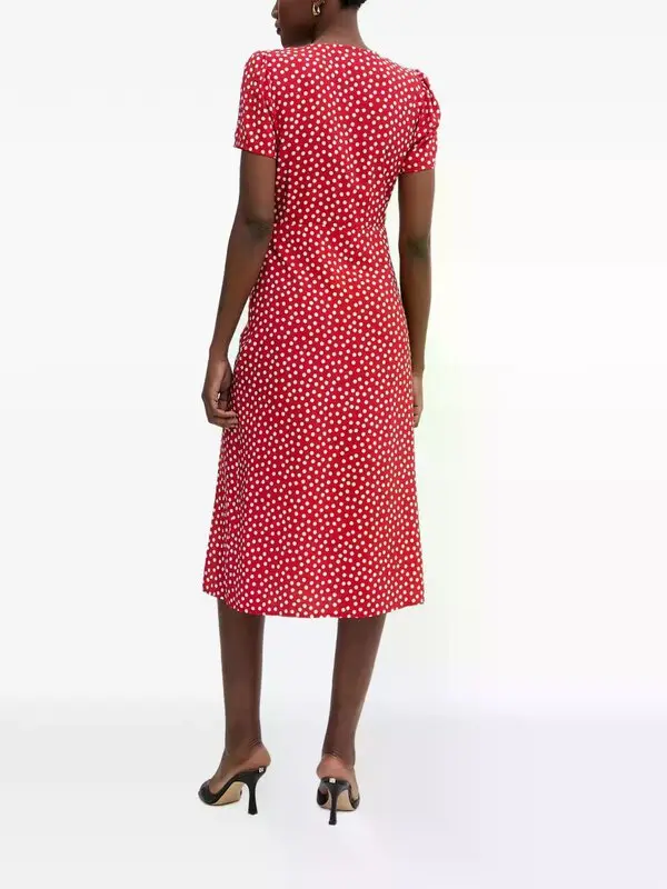 MORGAN Polka-dot V-neck Midi Dress - Red
