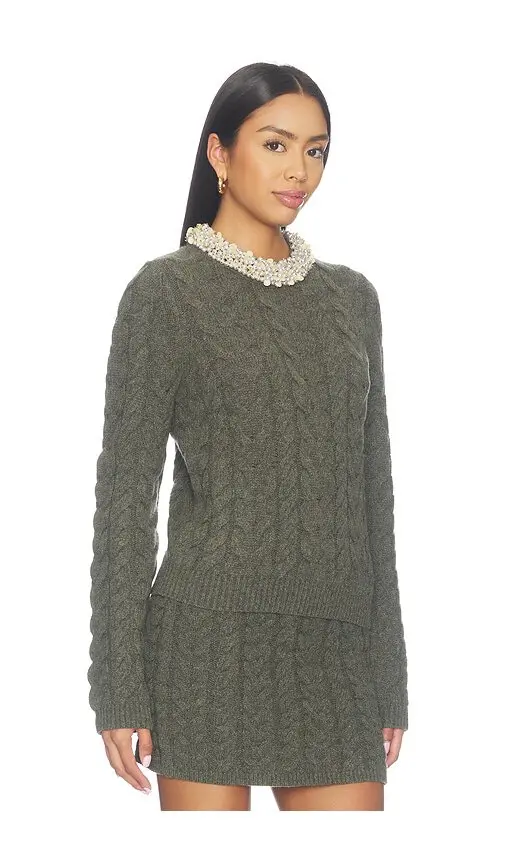 Ulla Johnson Marlie Cropped Knit Pullover With Embellishment In Green