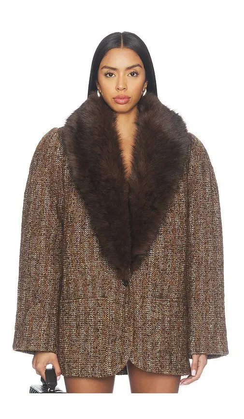 Ronny Kobo Morrison Coat In Brown - Brown Multi