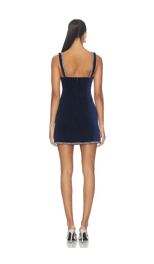 Alice + Olivia Charlotte Scoop Neck Fitted Mini Dress In Navy