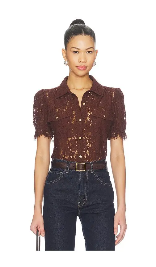 Generation Love Mikaelle Lace Shirt In Brown