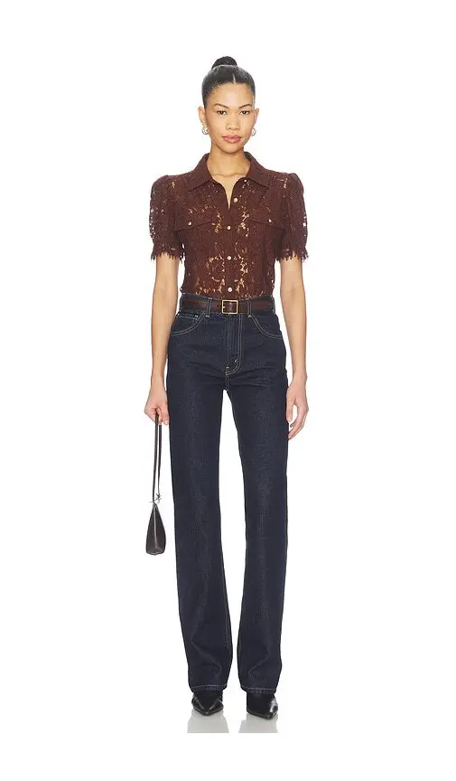 Generation Love Mikaelle Lace Shirt In Brown