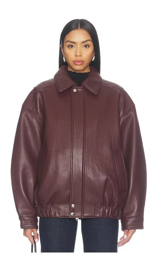 AGOLDE Ona Bomber Jacket In Burgundy