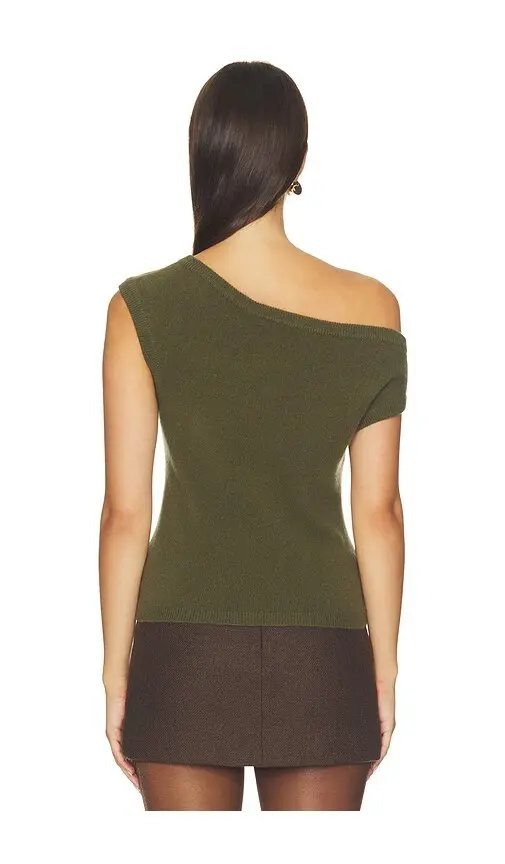 WHITE & WARREN Cashmere Off Shoulder Top In Olive